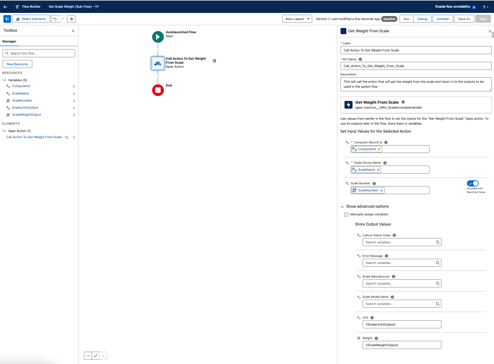 How To Build A Button In a Screen Flow to Capture Weight From a Scale